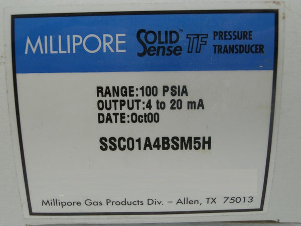 Millipore SSC01A4BSM5H Pressure Transducer Solid Sense TF New Surplus – Semiconductor Spares Store