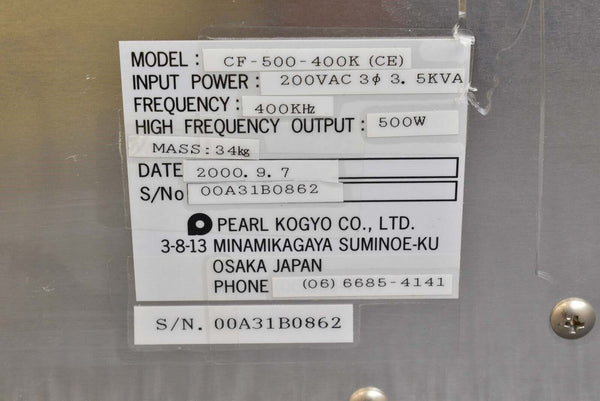 Pearl Kogyo CF-500-400K RF Power Supply – Semiconductor Spares Store