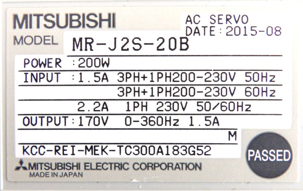 Mitsubishi Electric MR-J2S-20A MR-J2S-20B AC Servo Driver MELSERVO Lot – Semiconductor Spares Store