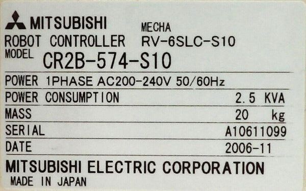 Mitsubishi CR2B-574-S10 Industrial Robot Controller MELFA RV-6S Series – Semiconductor Spares Store