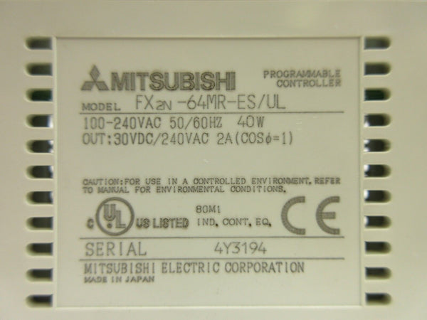Mitsubishi Fx2n 64mr Es Ul Programmable Controller Plc Fx2n 64mr Used Semiconductor Spares Store