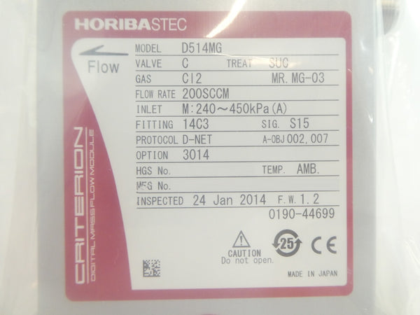 Horiba STEC D514MG Mass Flow Controller MFC 200 SCCM CI2 New Surplus ...