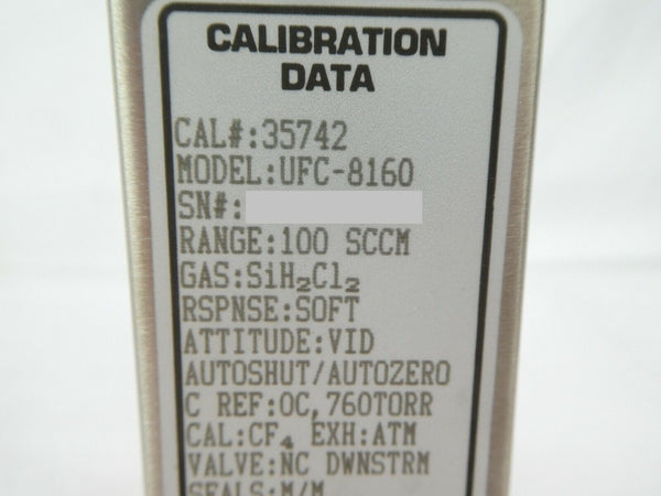 UNIT Instruments UFC-8160 Mass Flow Controller MFC 100 SCCM SiH2Cl2 Wo ...