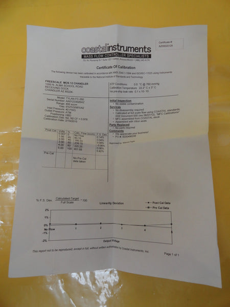 Tylan General FC-260 Mass Flow Controller MFC 400 SCCM 5%PH3/95%N2 Ref ...