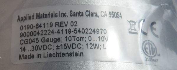 AMAT Applied Materials 0190-64119 Baratron Capacitance Gauge Inficon C ...