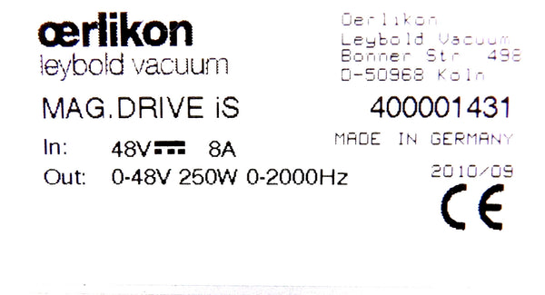 MAG.DRIVE iS Leybold 400001431 Turbomolecular Pump Controller Turbo Wo ...