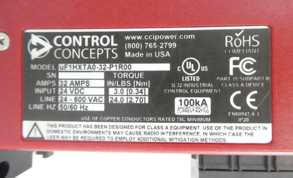 Control Concepts uF1HXTA0-32-P1R00 SCR Controller Module MicroFUSION W ...