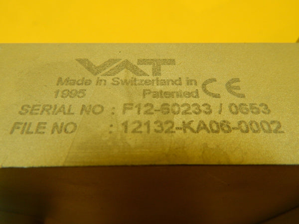 VAT F12-60233 Manually Operated Vacuum Gate Valve Used Working ...