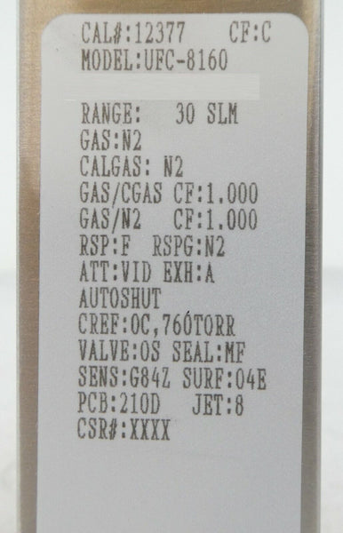 UNIT Instruments UFC-8160 Mass Flow Controller MFC 30SLM N2 Mattson 37 ...