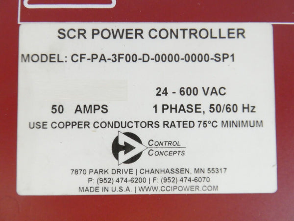 Control Concepts CF-PA-3F00-D-0000-0000-SP1 SCR Power Controller Worki ...