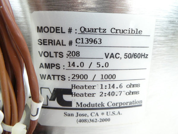 Modutek 333S0039-01 11 Inch Quartz Tank & Liner Quartz Crucible Semito ...