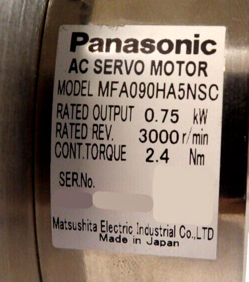 Panasonic MFA090HA5NSC Servo Motor TEL 5086-403306-12 Lithius Lot of 2 ...