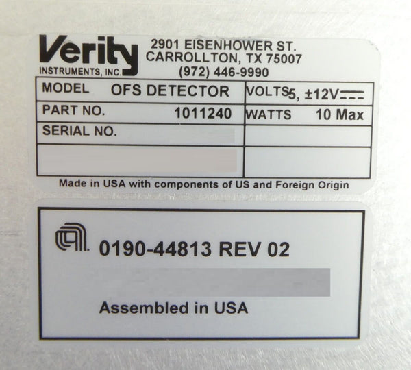 Verity Instruments 1011240 OFS Detector Module AMAT 0190-44813 Working ...