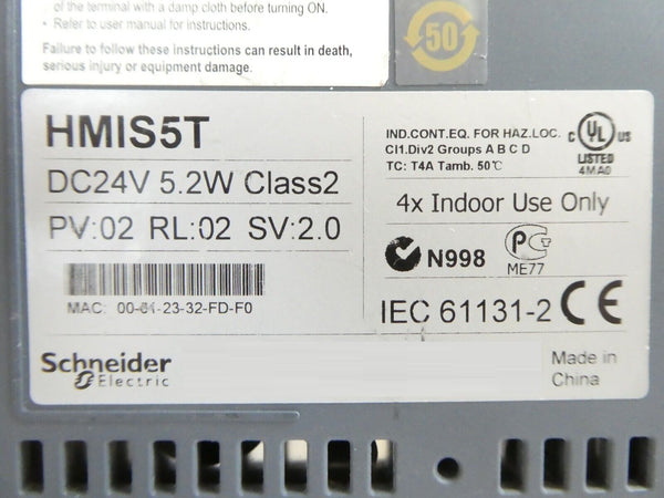 Schneider Electric IEC 61131-2 LCD Touch Screen HMIS5T Working Surplus ...