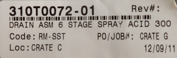 Semitool 310T0072-01 ASM 6 Stage Drain Valve Raider Spray Acid 300 New ...