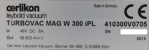TURBOVAC MAG W 300 iPL Leybold 410300V0705 Turbomolecular Pump Turbo W ...