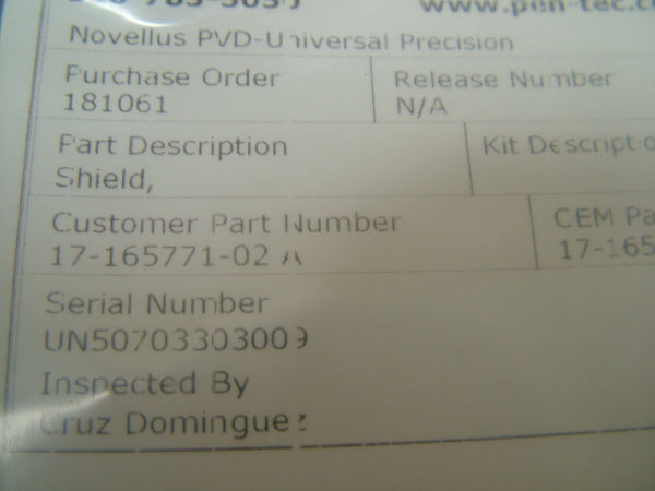 Novellus Systems 17-165771-02 PVD Shield Assembly New Surplus ...