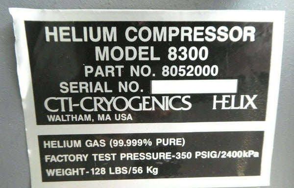 CTI-Cryogenics 8052000 8300 Helium Cyro Compressor System 8100 Control ...