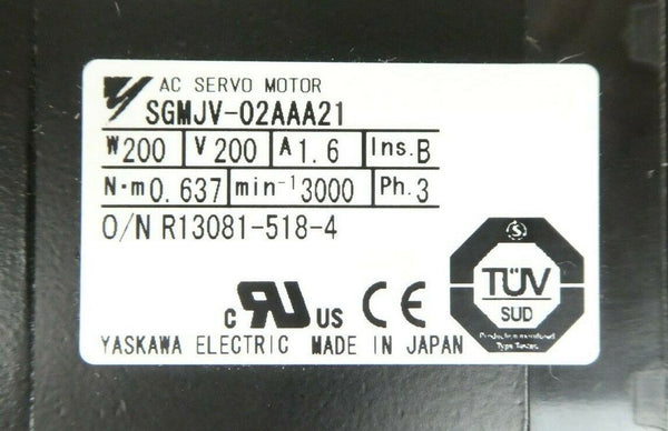 Yaskawa Electric SGMJV-02AAA21 AC Servo Motor Rudolph F30 No Connector ...