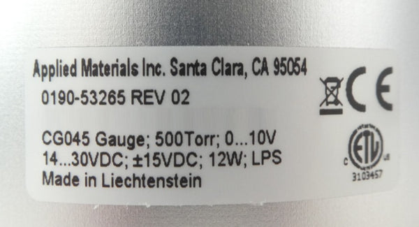 AMAT Applied Materials 0190-53265 Baratron Capacitance Gauge Inficon C ...