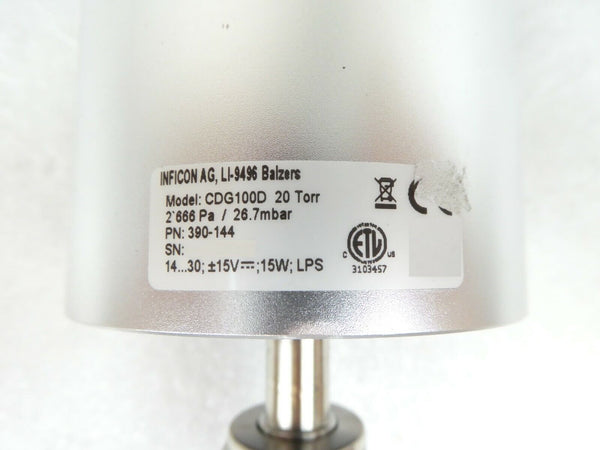 Inficon 390-144 Diaphragm Gauge Manometer CDG100D AMAT Working Surplus ...