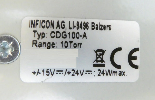 Inficon LI-9496 Baratron Pressure Transducer CDG100-A Tested Working ...