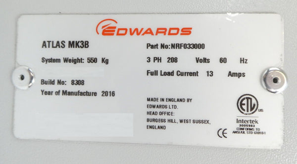 Edwards NRF033000 Gas Abatement System Heater Controller ATLAS MK3B Wo ...