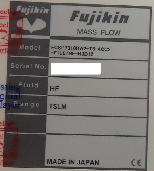 Fujikin FCSP7310DW2-T5-4CC2-F1LE/HF-H3D12 Mass Flow Controller MFC Lot ...