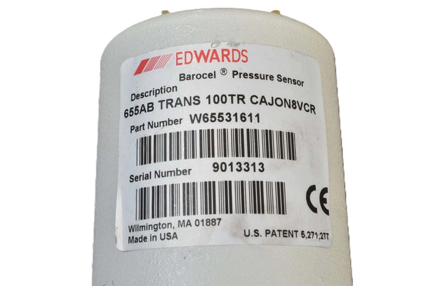 Edwards W65531611 Barocel Pressure Sensor 655AB 100Torr CAJON8VCR Work ...