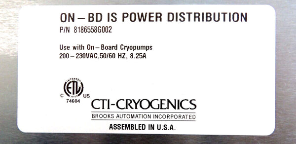 CTI-Cryogenics 8186558G002 On-Board IS Power Distribution Module Worki ...