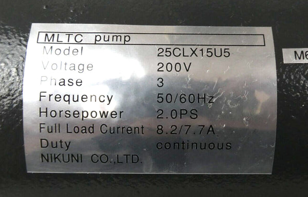 Nikuni 25CLX15U5 MLTC Centrifugal Pump 25CLX15U5 Motor Nikon NSR-S205C ...