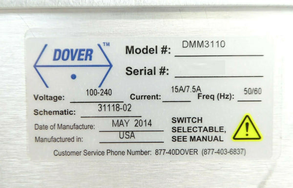 Dover Instrument DMM3110 Automation Motion Controller 31118-02 Working ...