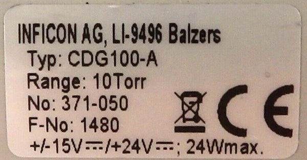 Inficon LI-9496 Baratron Pressure Transducer CDG100-A Working Surplus ...