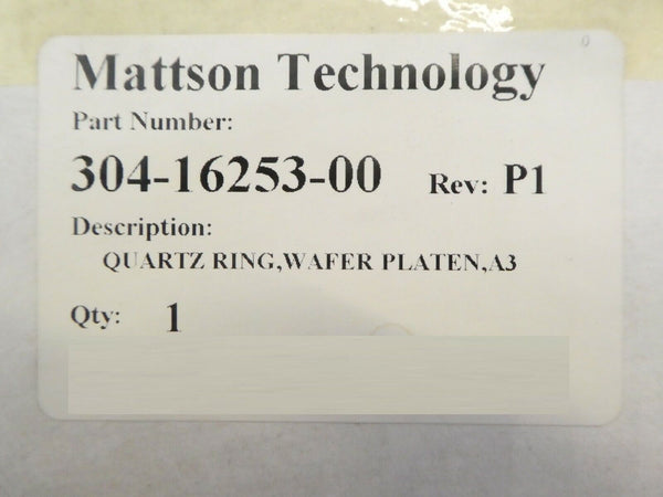 Mattson Technology 304-16253-00 A3 Wafer Platen Quartz Ring Refurbishe ...