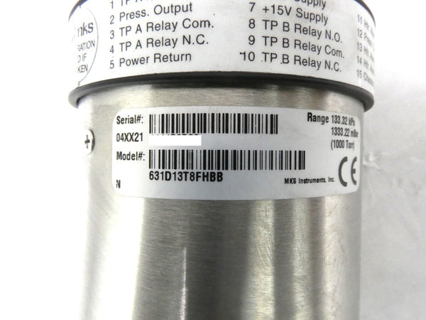 MKS Instruments 631D13T8FHBB Baratron Capacitance Manometer Type 631 W ...