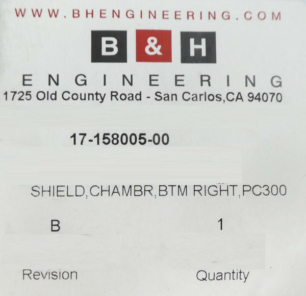 Novellus Systems 17-158005-00 Bottom Right Chamber Shield PC300 New Su ...