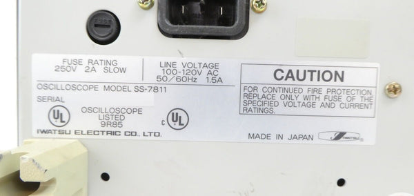 Iwatsu Electric SS-7811 100MHz Analog Oscilloscope Working Spare ...