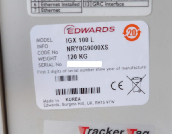 iGX100L Edwards NRY0G9000XS Vacuum Pump IGX 100L Manufacturer Refurbis ...