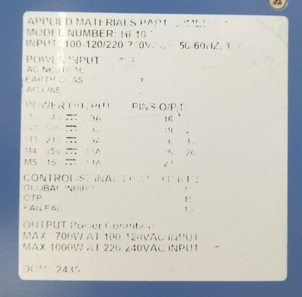 AMAT Applied Materials Rack Mount Power Supply HF10 Working Surplus ...