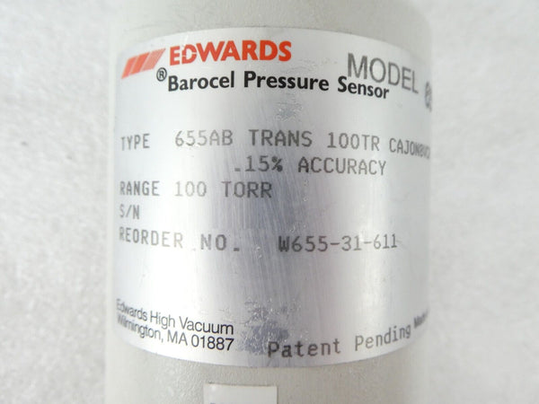 Edwards W655-31-611 Barocel Pressure Sensor 100 Torr Tested Working Su ...